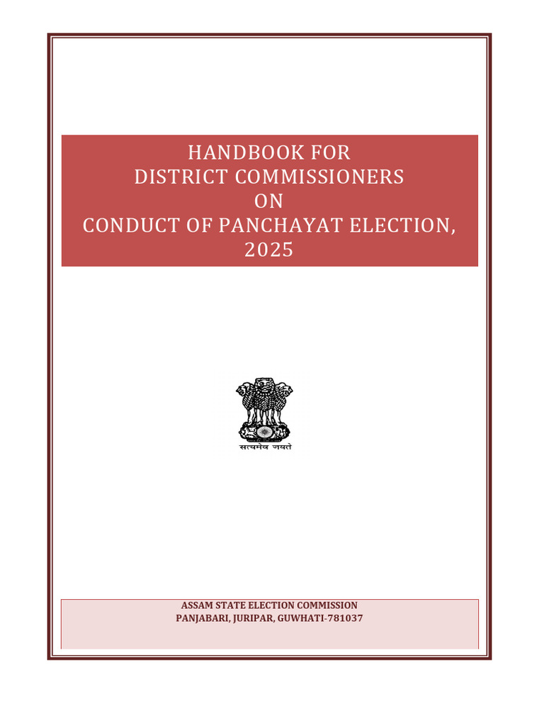 Hand Book For District Commissioners For Panchayat Election, 2025 | PDF ...
