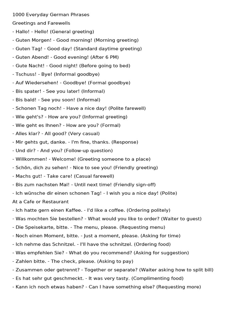 1000 Everyday German Phrases Corrected | PDF