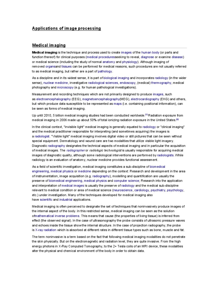 Applications of Image Processing | PDF | Medical Imaging | Ct Scan