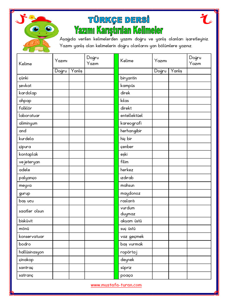 Yazimi Karistirilan Kelimeler 8 - Kopyası | PDF
