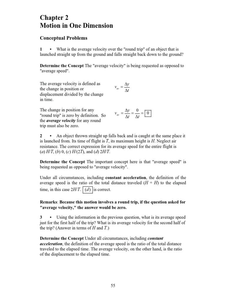 Motion in One Dimension: Conceptual Problems | PDF | Velocity ...