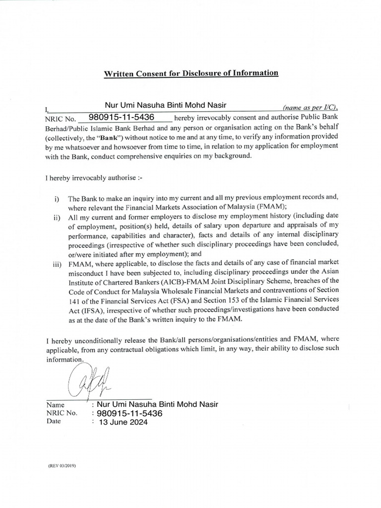 Written Consent For Disclosure of Information REV 032019 | PDF