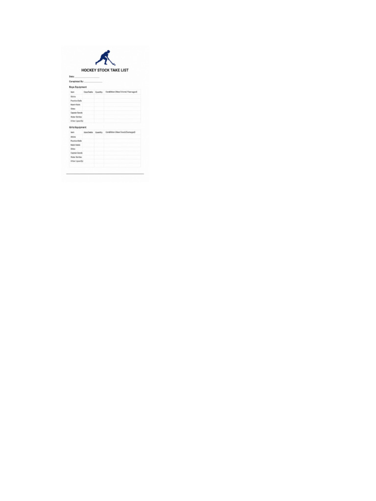 Hockey Stock Take List With Logo | PDF