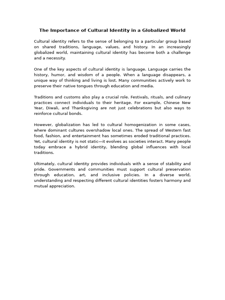 Cultural Identity | PDF