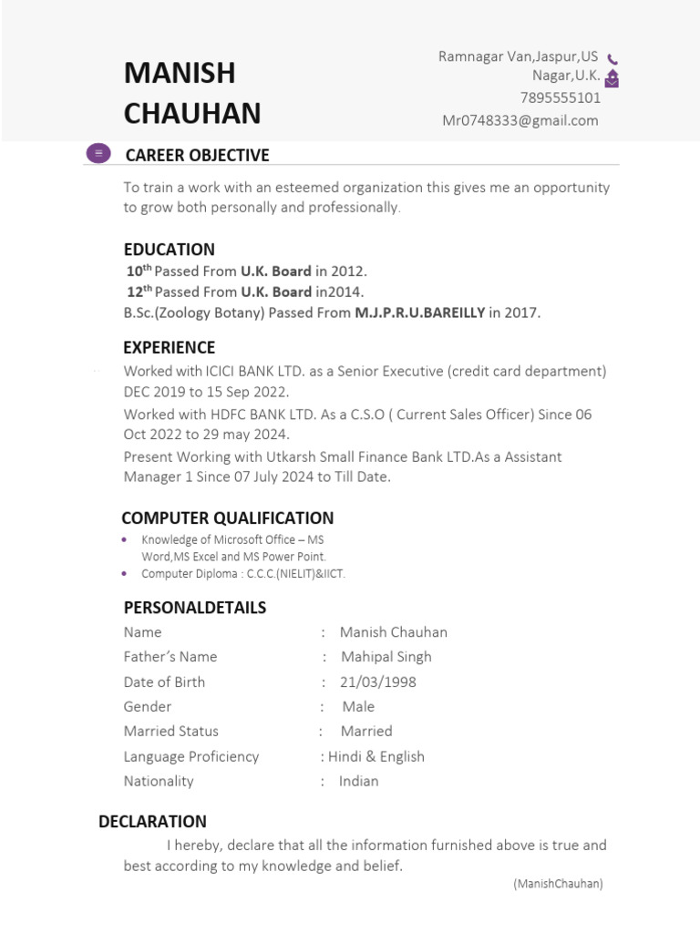 Manish Chauhan - BSM - Kashipur | PDF