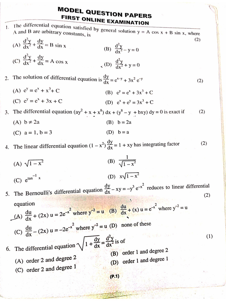Model Question Papers | PDF