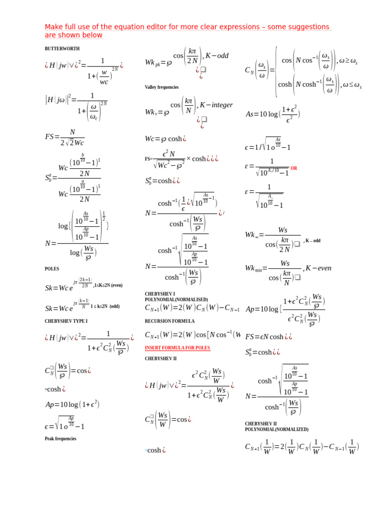 Analogue Filters Formulae (Corrected Version 1.0) | PDF | Electrical ...