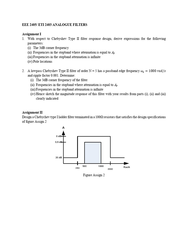 Assignments - Analogue Filters | PDF