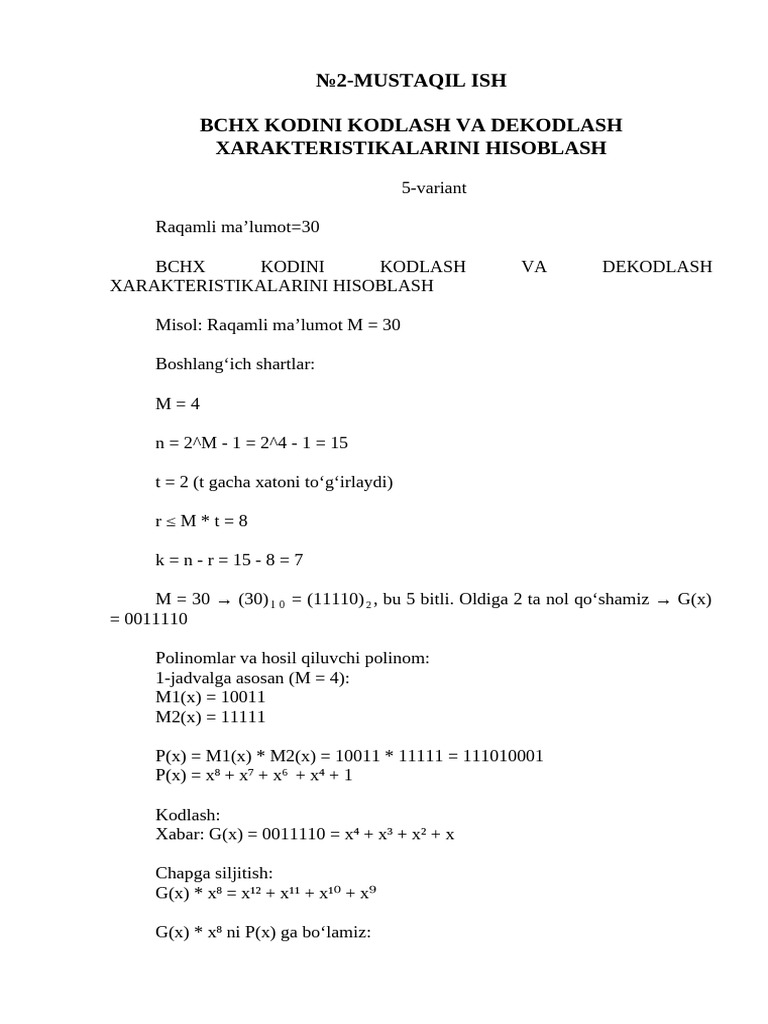 2-Mustaqil Ish 5-Variant | PDF