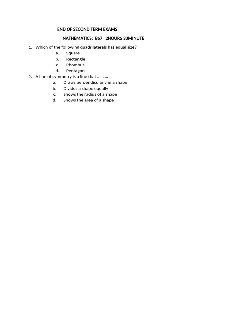 End of Second Term Exams | PDF | Distillation | Liquids