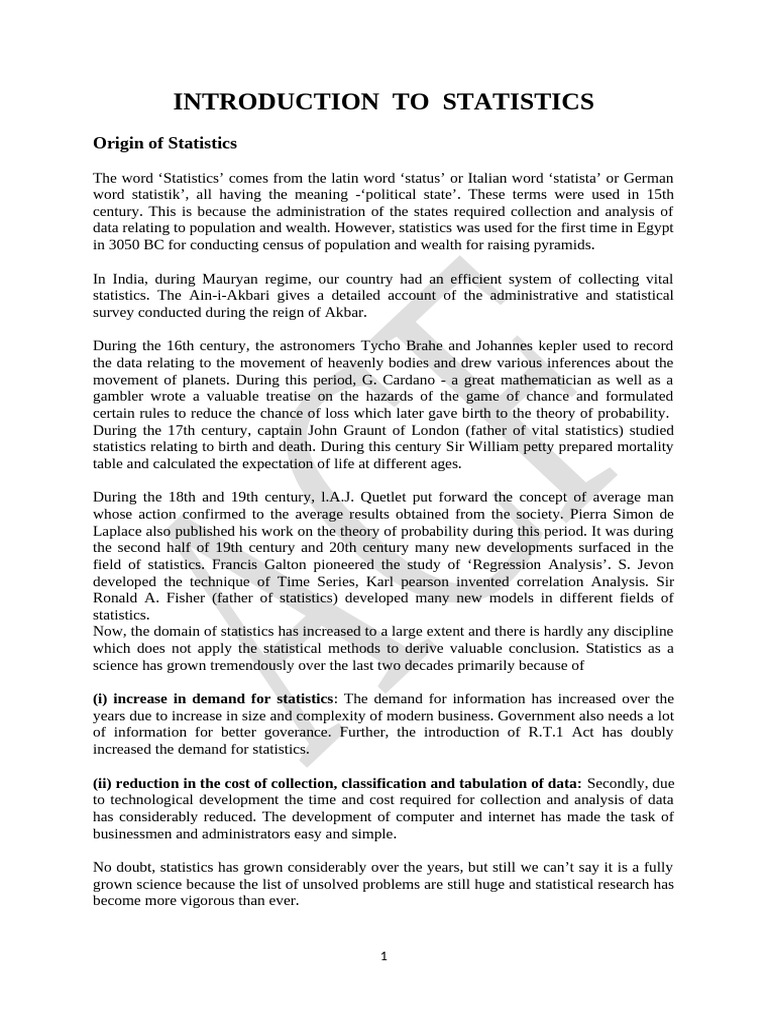 Introduction To Statistics | PDF | Statistics | Economics