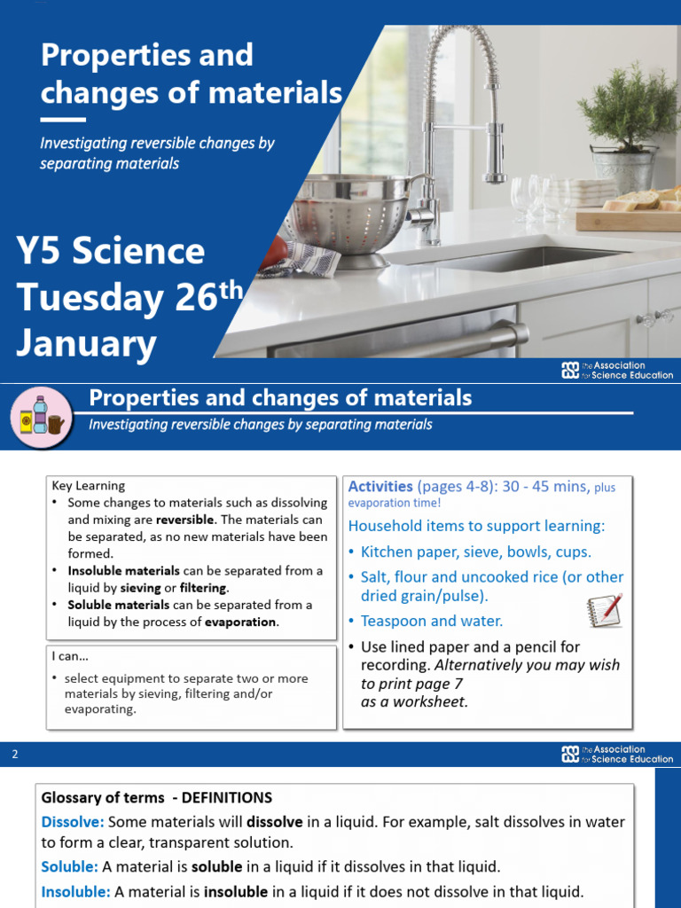 Y5 Science Tues 26th January Separating Mixtures | PDF | Solubility ...
