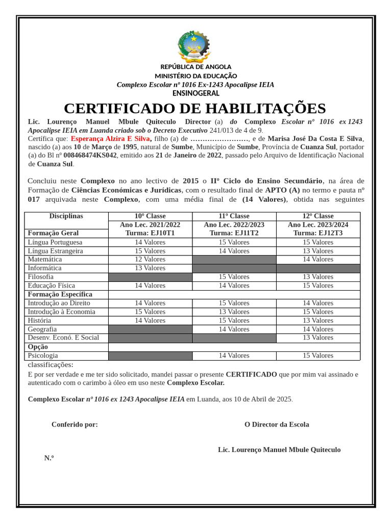 Complexo Escolar Apocalipse IEIA - CEJ | PDF