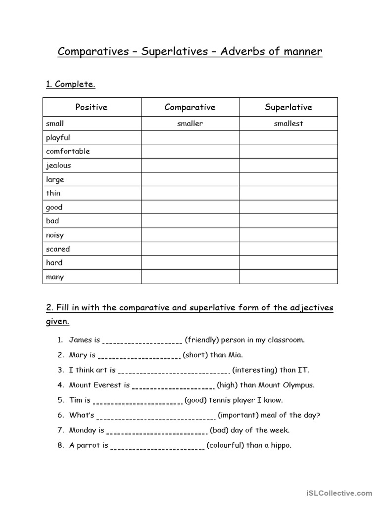 Comparatives - Superlatives - Adverbs of Manner | PDF