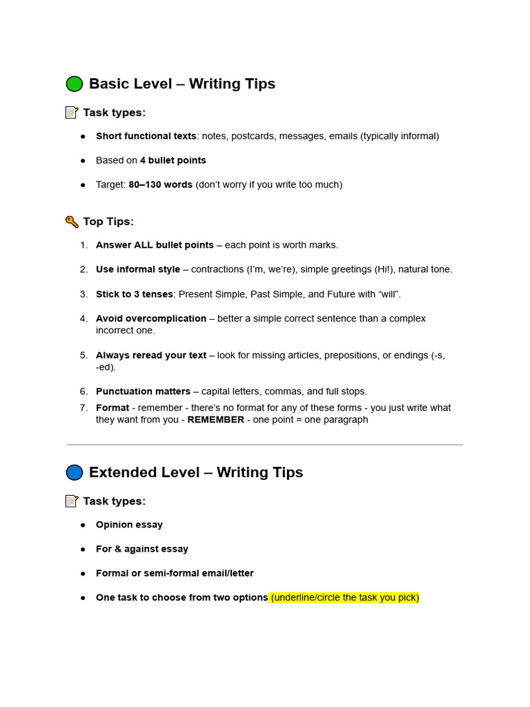 Matura Writing Tips | PDF | Human Communication