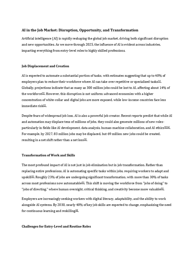 AI in The Job Market - Disruption, Opportunity, and | PDF | Artificial ...
