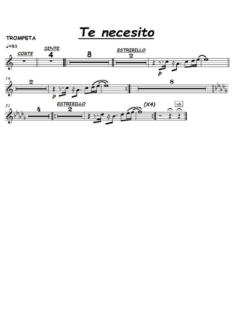 Te Necesito - Trompeta | PDF