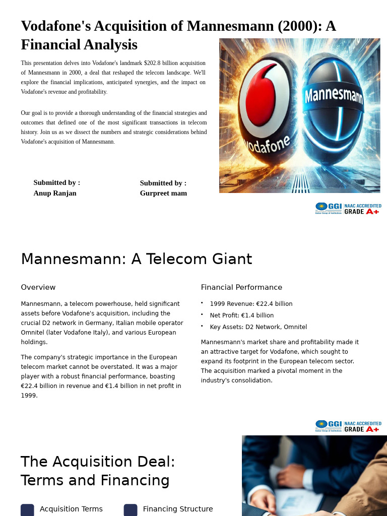 Vodafones Acquisition of Mannesmann 2000 A Financial Analysis | PDF | Mergers And Acquisitions ...