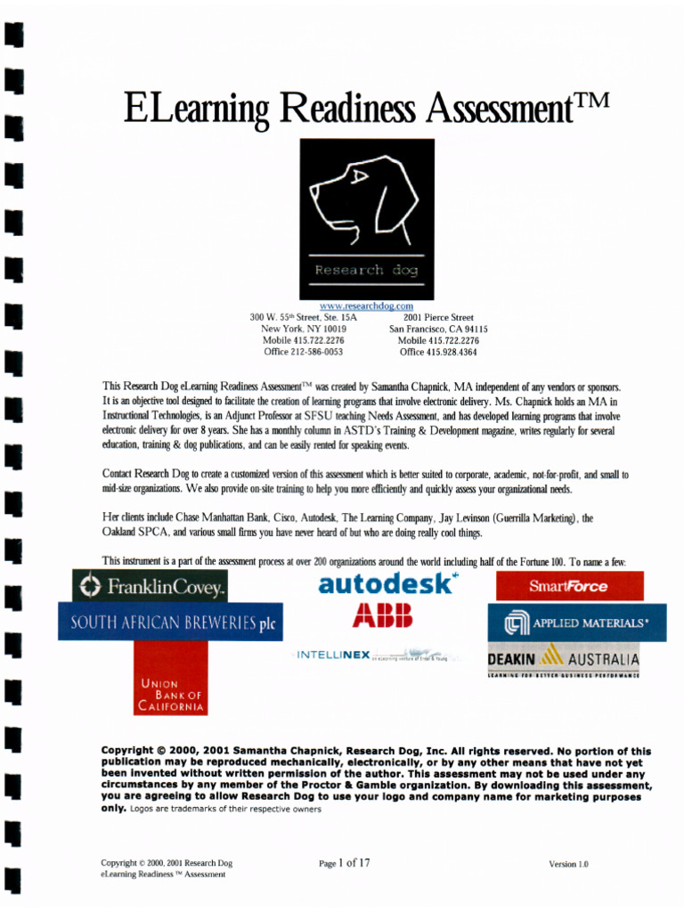 Chapnick, S. (2000). Are you ready for e-learning In E-learning ...