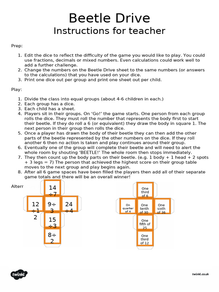 T N 4975 Editable Beetle Drive Game | PDF | Arithmetic | Mathematics