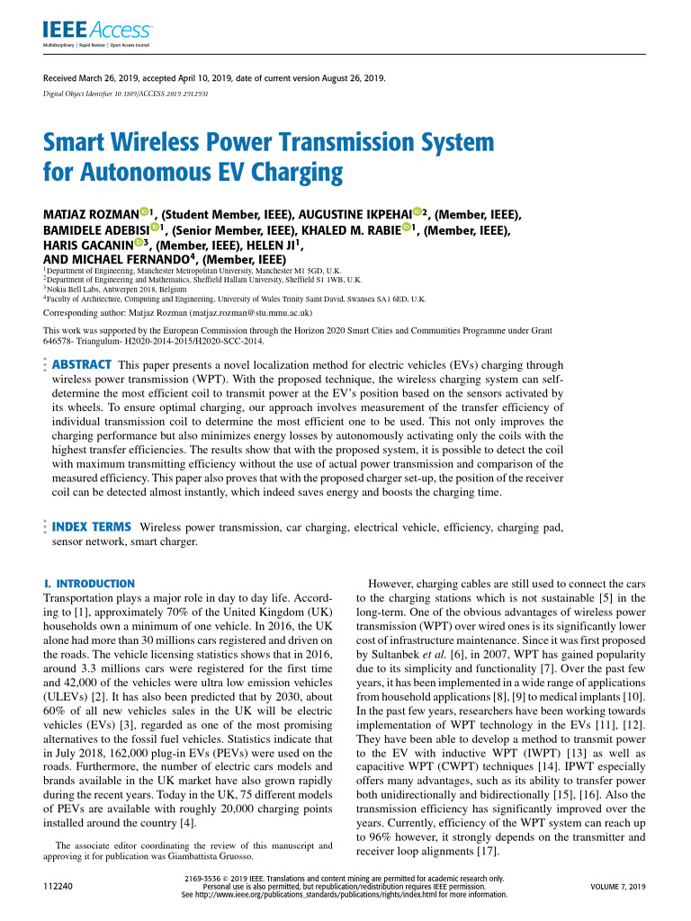 Smart Wireless Power Transmission System For Autonomous EV Charging ...