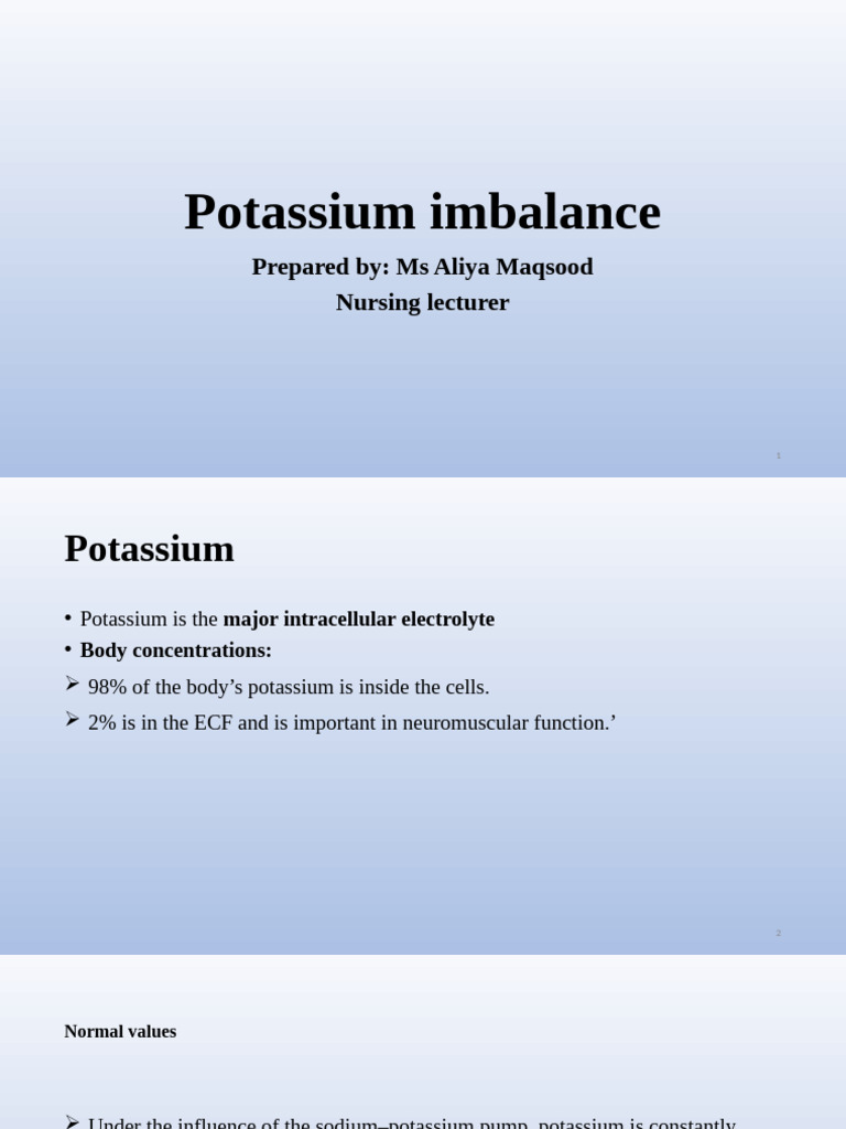 21 10 24 Potassium Imbalance | PDF | Potassium | Chemistry