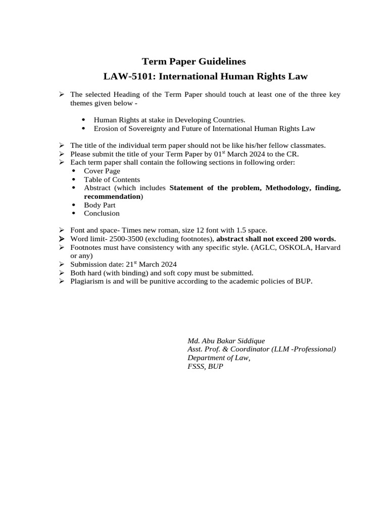 Guidelines For HRs Law Term Paper | PDF