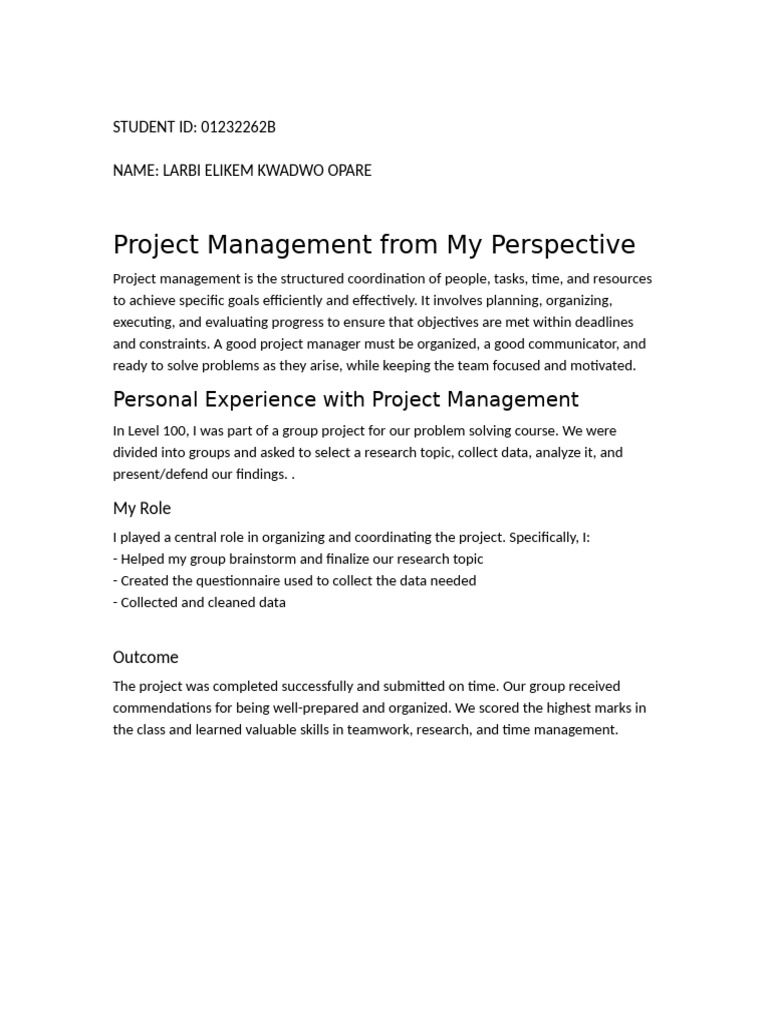 Elikem PM Assignment | PDF