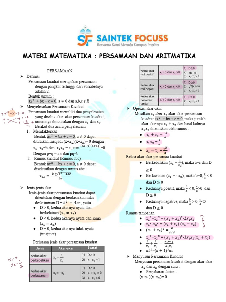 Materi - PK - Sistem Persamaan Dan Aritmatika - 250405 - 212119 | PDF