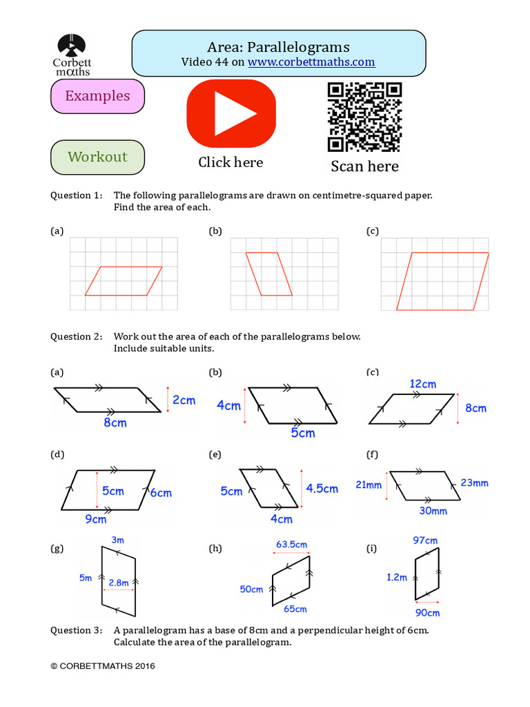 Area of A Parallelogram | PDF