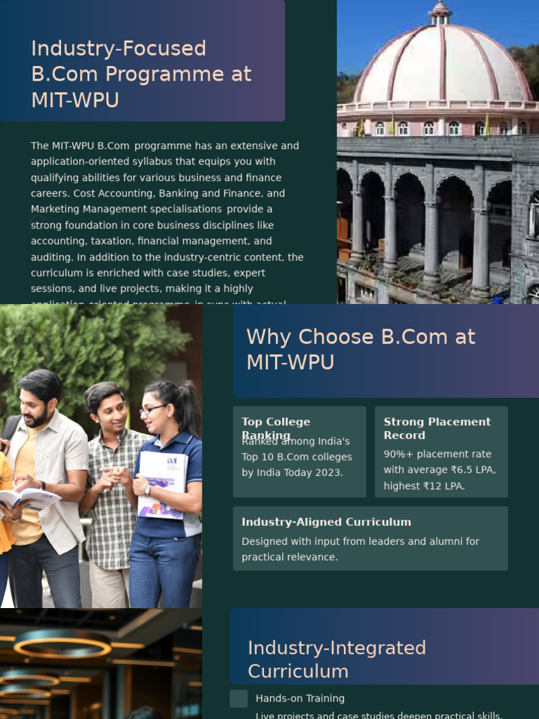 Why Choose B.com at MIT-WPU | PDF | Accounting | Business