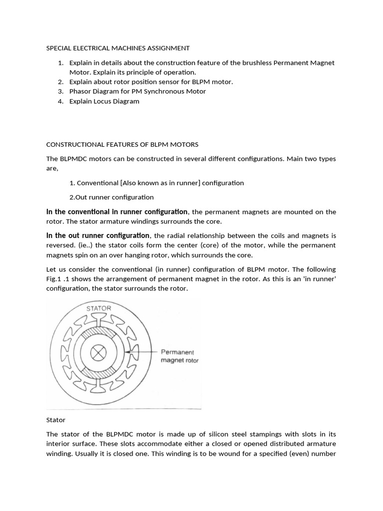 SPECIAL ELECTRICAL MACHINES ASSIGNMENT | PDF | Electric Motor | Machines