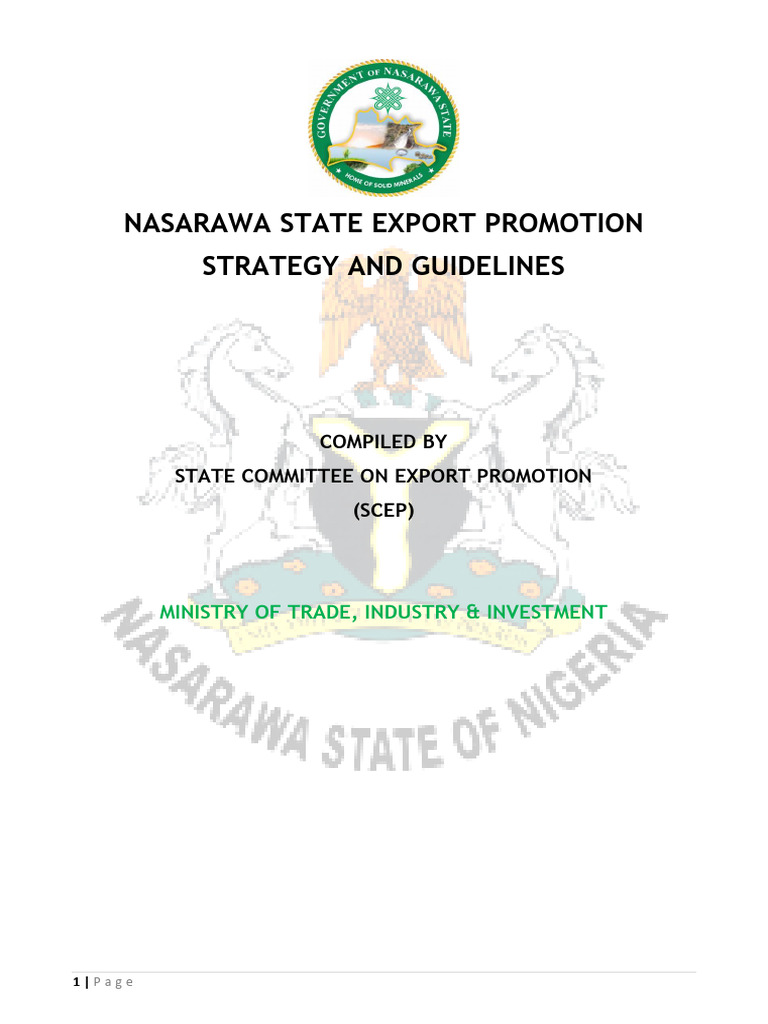 Nasarawa State Export Promotion Strategy and Guidelines | PDF ...
