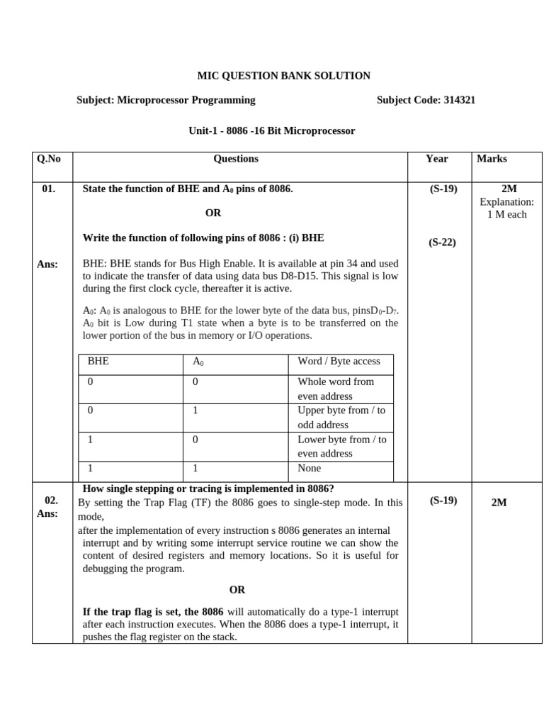 8086 Microprocessor Question Bank | PDF | Assembly Language | Central ...