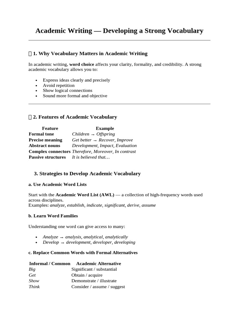 Academic Vocabulary | PDF