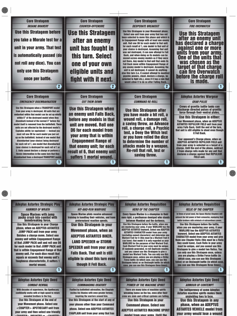 SpaceMarine UM Cards Printable | PDF | Military Tactics | Battles