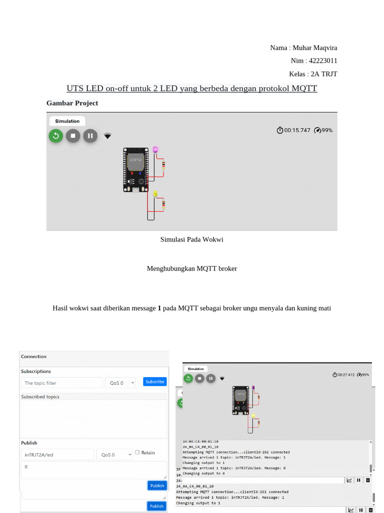 D On-Off Untuk 2 LED Yang Berbeda) Dengan Protokol MQTT | PDF | Computing | Data Transmission