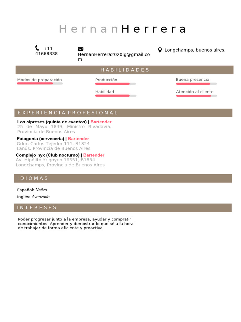 hernan herrera cv bartender (2) | PDF