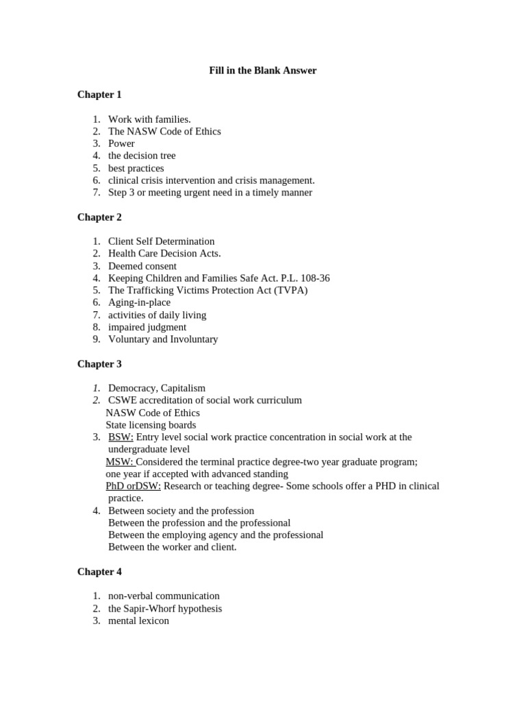 Fill in The Blank Answer Key | PDF | Earned Income Tax Credit | Social Work