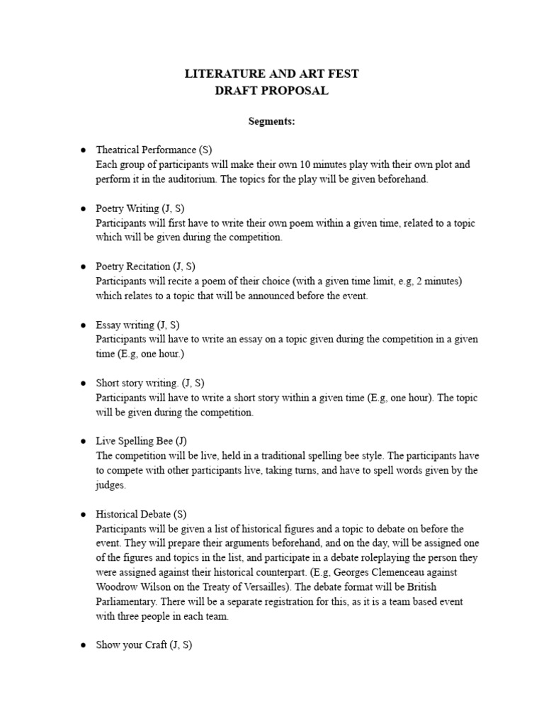 Lit&art Fest Draft Proposal | PDF