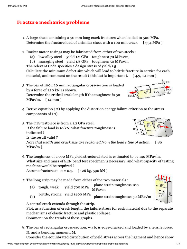 Fracture Mechanics Problems | PDF