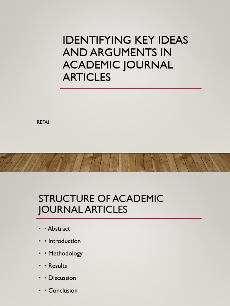 Identifying Key Ideas and Arguments in Academic Journal Articles | PDF