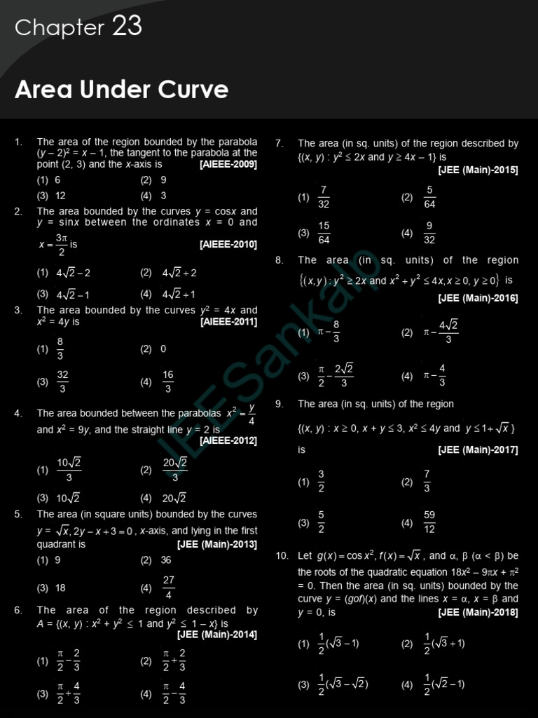 Area Under Curve Calculations and Solutions | PDF | Area | Geometry