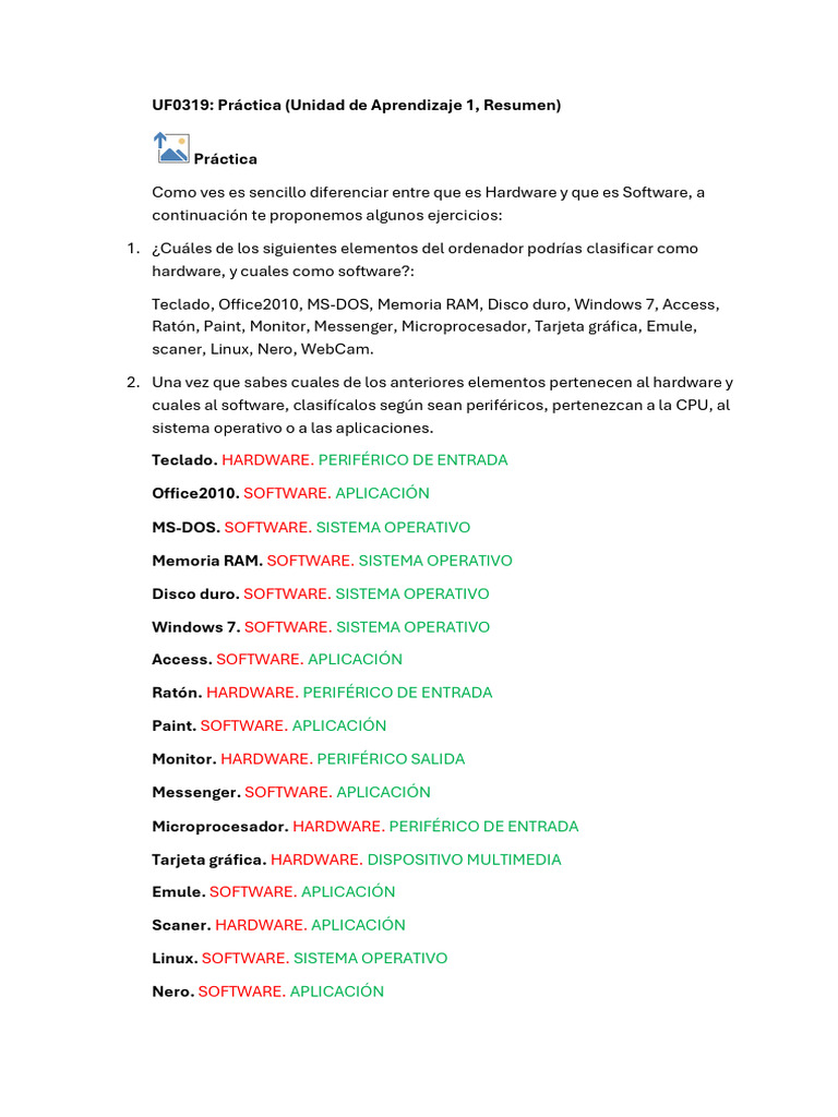 UF0319 Práctica (Unidad de Aprendizaje 1, Resumen) | PDF