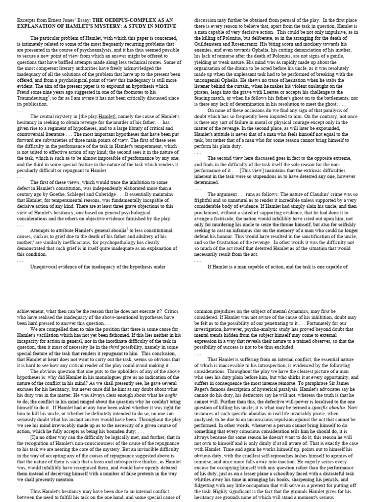 OEDIPUS COMPLEX IN HAMLET | PDF | Hamlet | Mind
