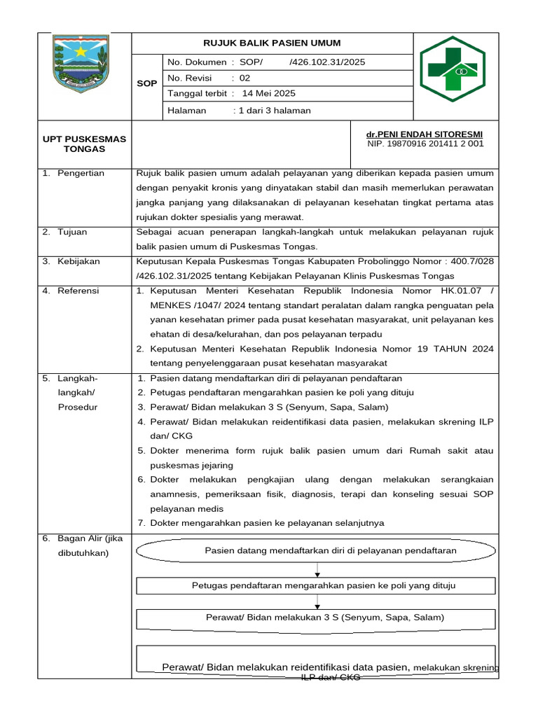 SOP RUJUK BALIK PASIEN UMUM Fix 2025 | PDF