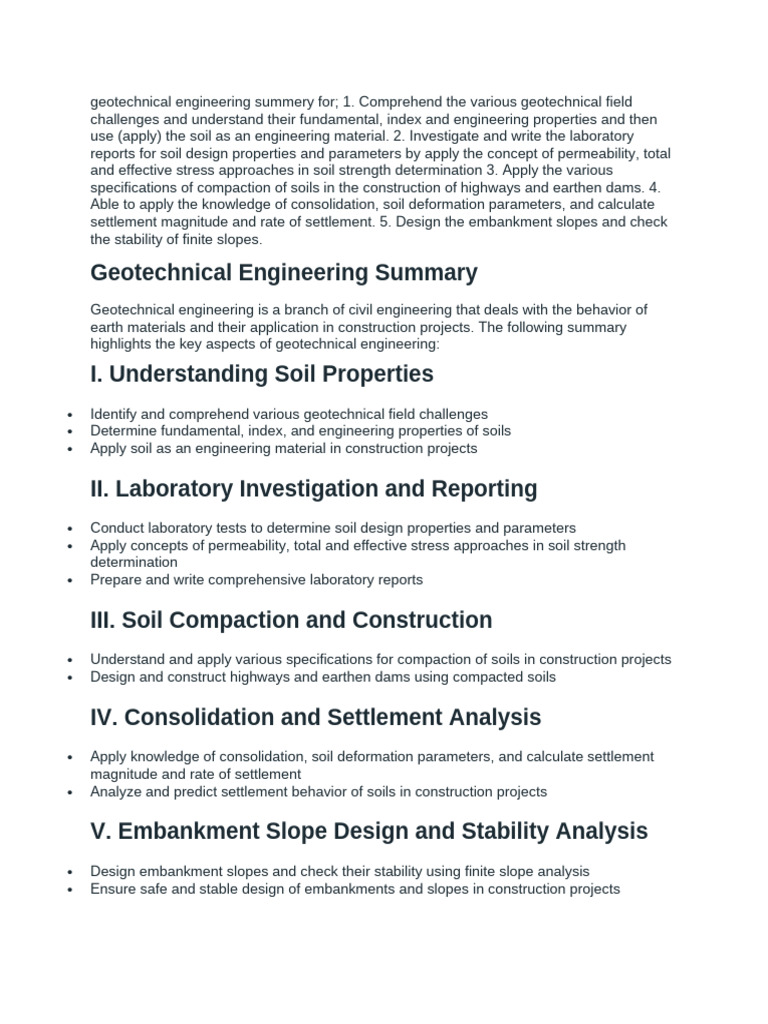 Geotechnical Engineering Summery For | PDF | Soil Mechanics | Porosity