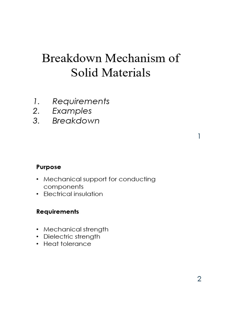 Lec-4 Breakdown Mechanism of Solid Materials | PDF | Electrical ...