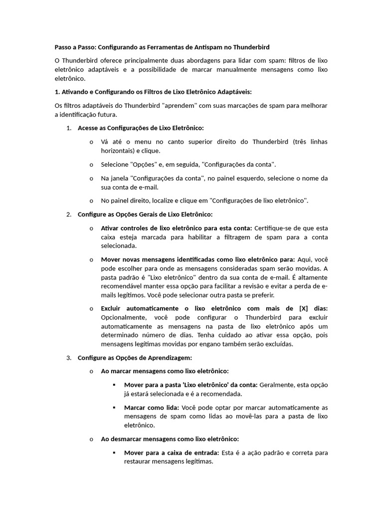 Antispam no Thunderbird: Configuração Eficaz | PDF | Spamming | Informática