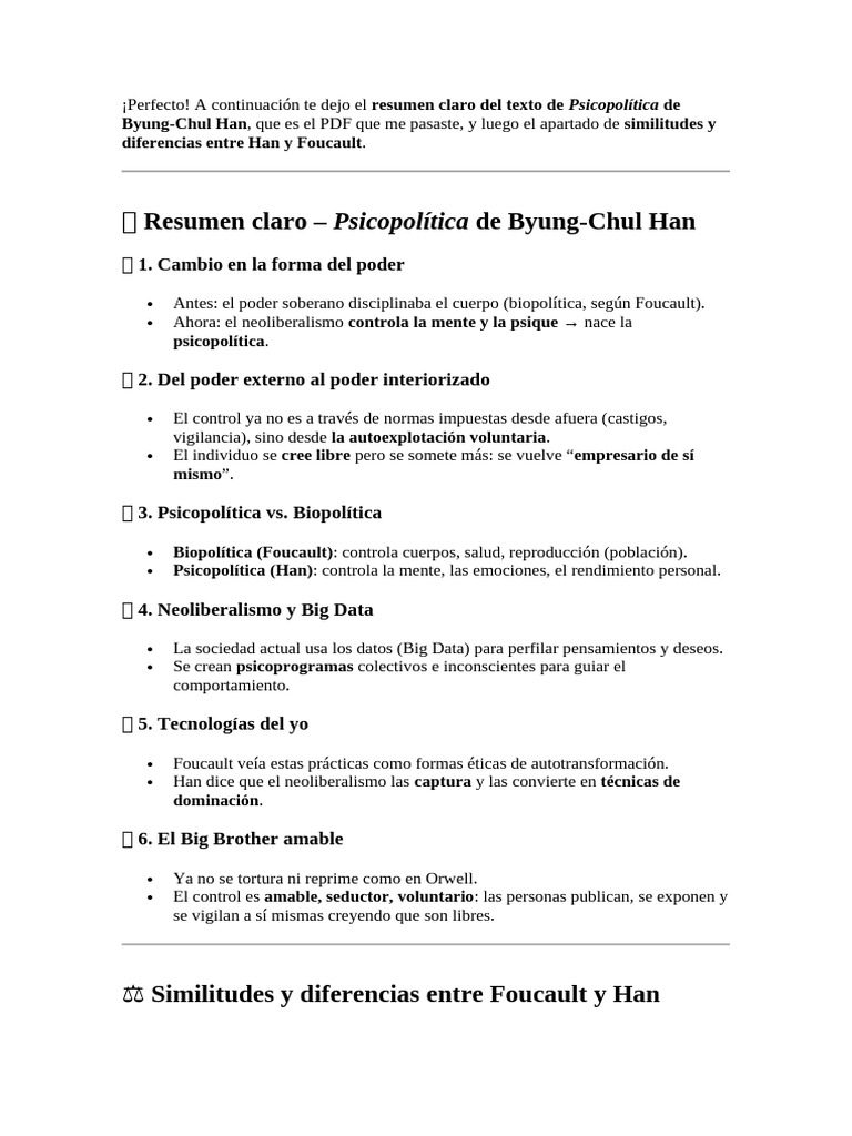 7 Resumen Psicopolitica Han Uba Xxi | PDF | Michel Foucault | Sicología